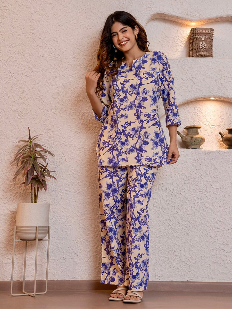 Order Tropical Ink Blue Co-Ord Set Online - Feathers Closet – FEATHERS CLOSET